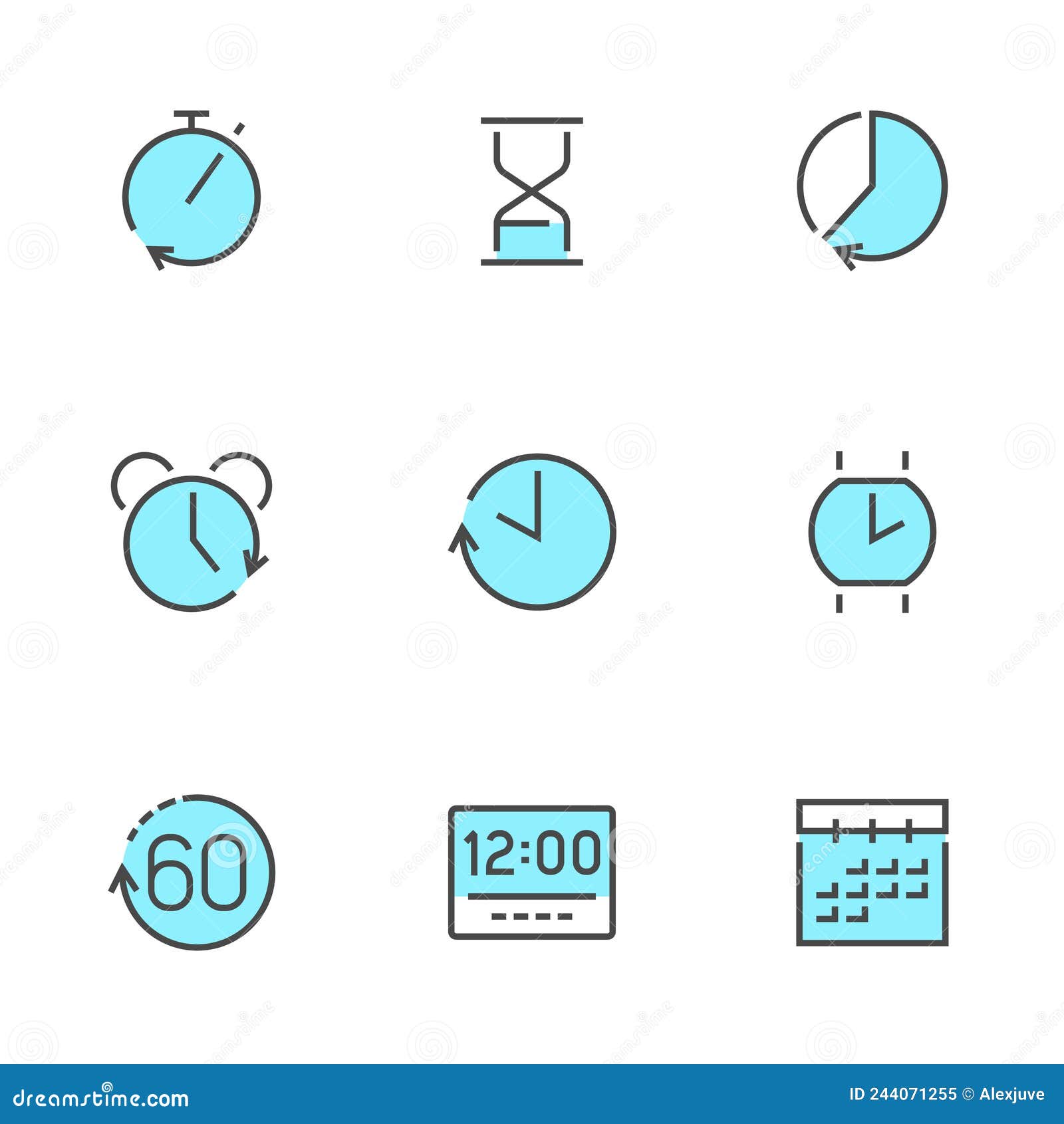 Concept of Time with Different Types of Clocks Stock Vector ...