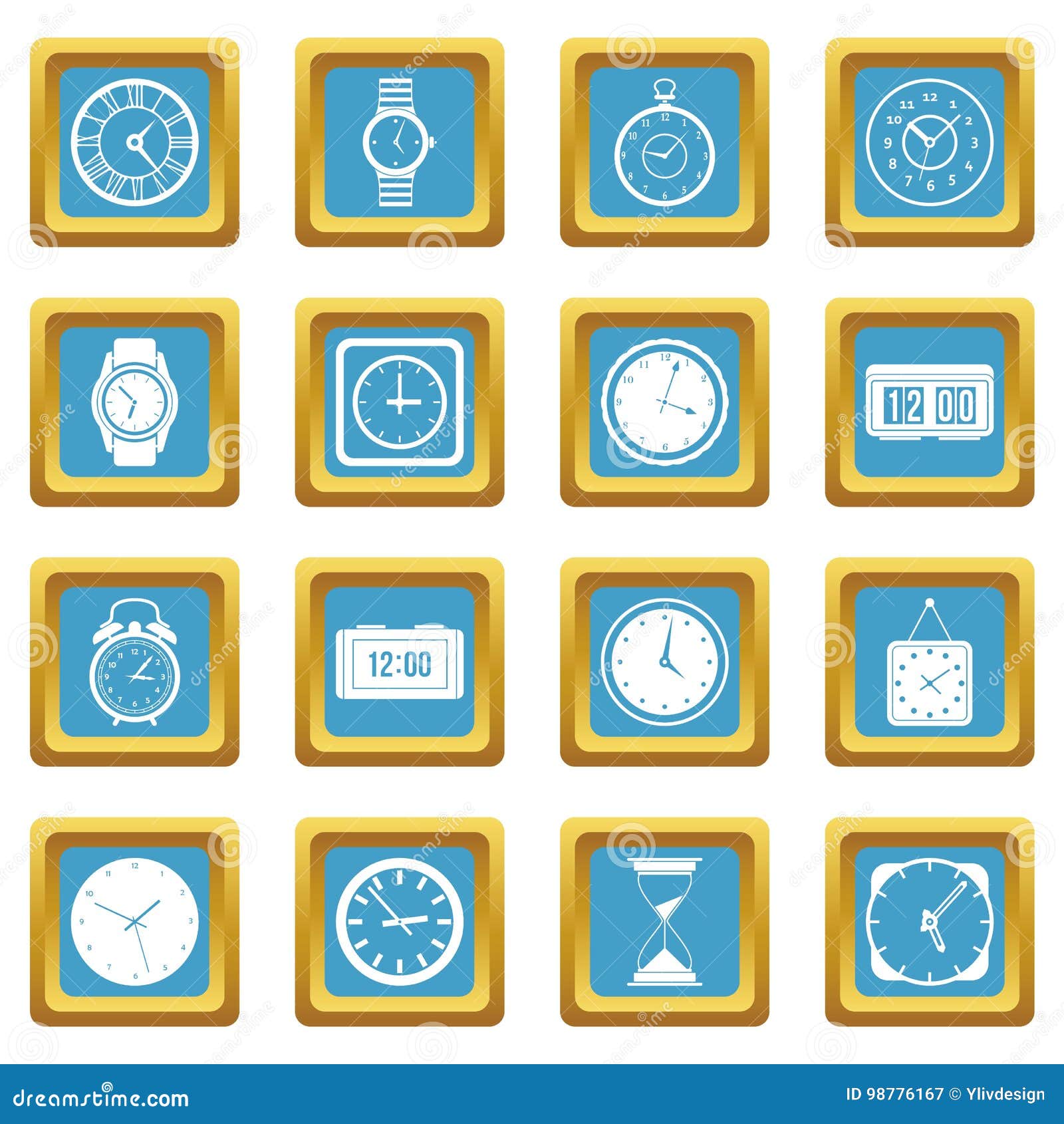 Time and Clock icons azure stock vector. Illustration of sand - 98776167