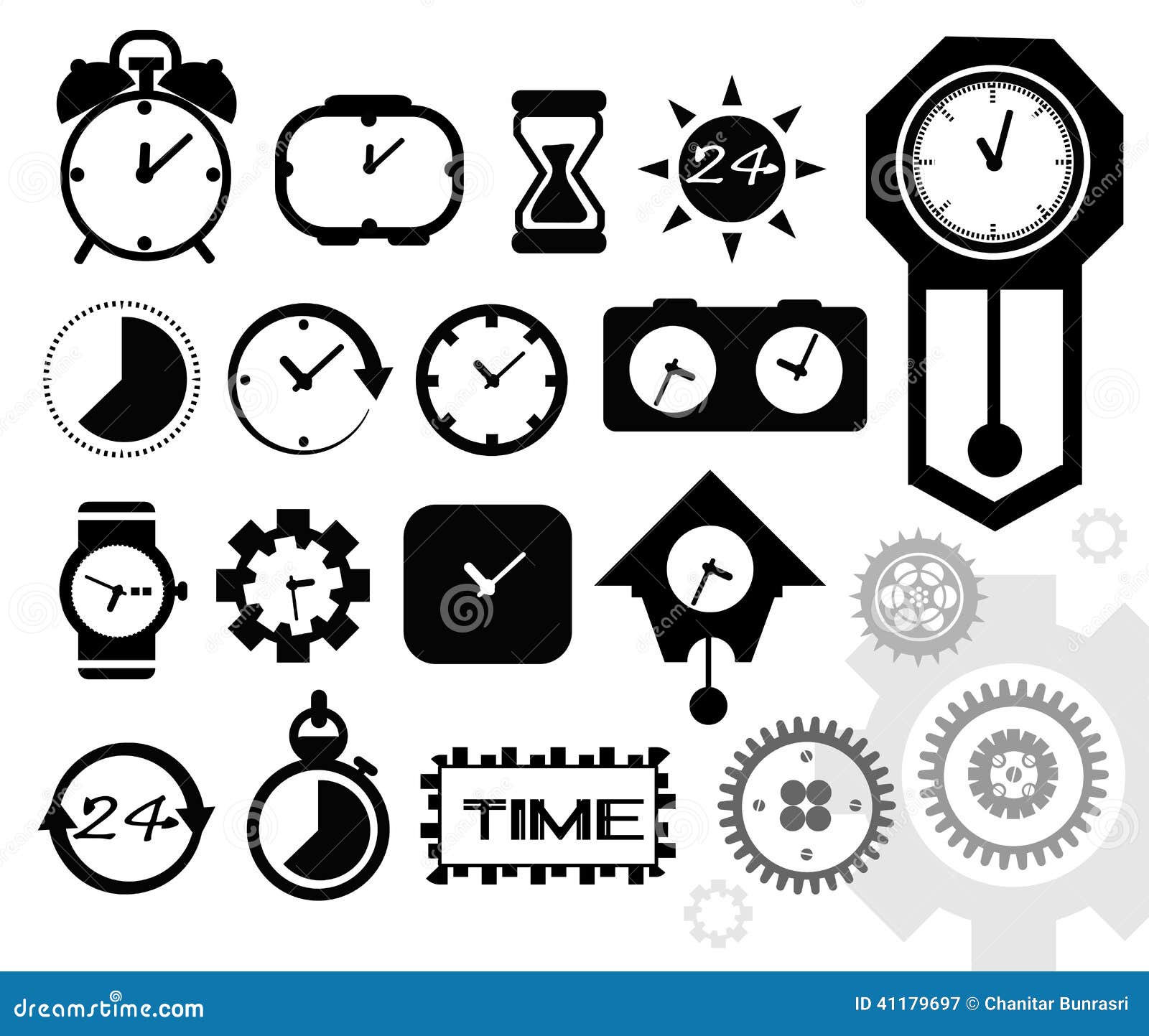 Time, clock icons set, stock vector. Illustration of hour - 41179697