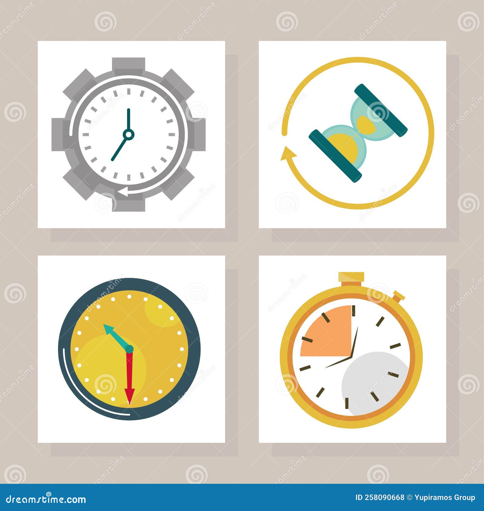 Time clock, icons set stock illustration. Illustration of flat - 258090668 Time clock, icons set stock illustration. Illustration of flat - 258090668