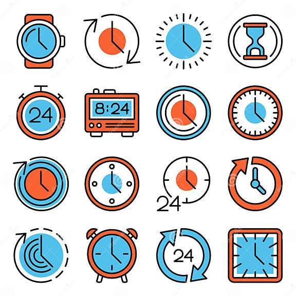Time and Clock Icons Set on White Background. Vector Stock Illustration ... Time and Clock Icons Set on White Background. Vector Stock Illustration ...