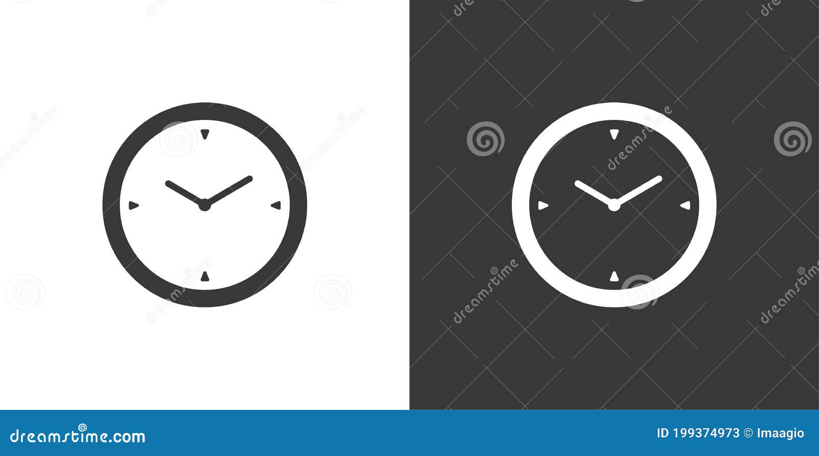 Time Clock. Isolated Icon on Black and White Background. Weather Vector ...