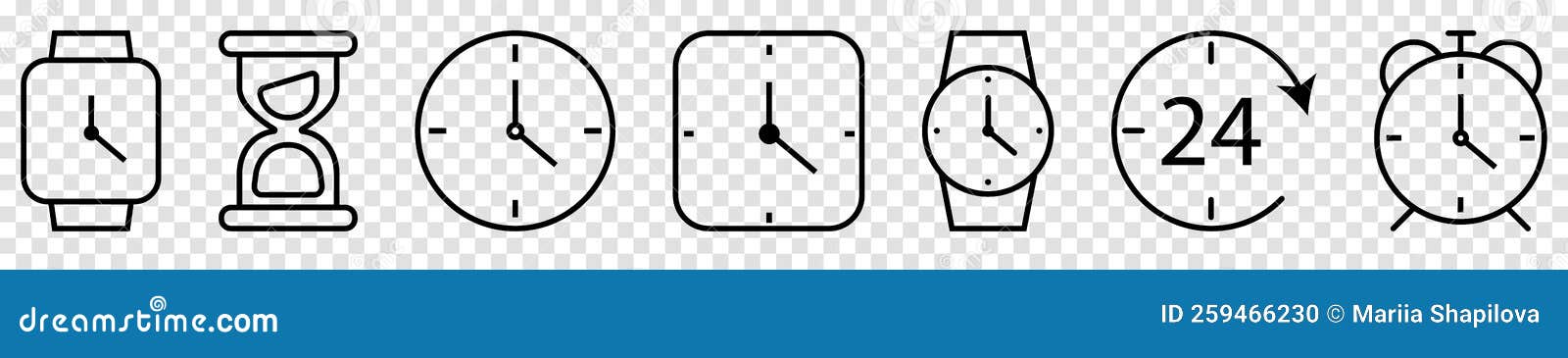 Time and Clock Line Icons Set Stock Vector - Illustration of watch ... Time and Clock Line Icons Set Stock Vector - Illustration of watch ...