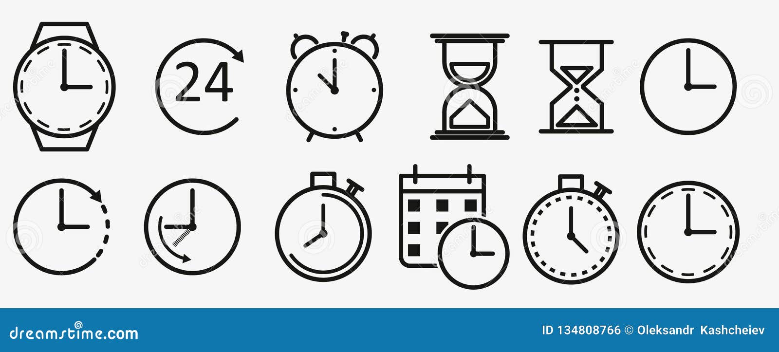 Time Line Icons. Clock Calendar Timer Watch And Hourglass Vector ...