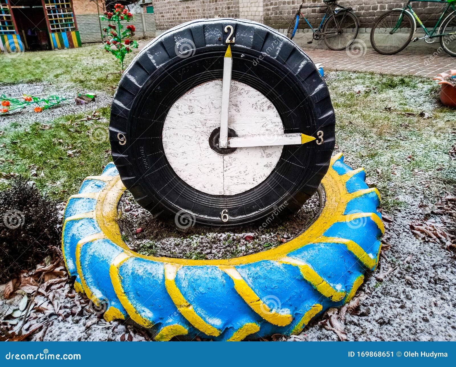 Time Clock Made of Tractor Trailer Tires and Tractor Tires Stock Image ...