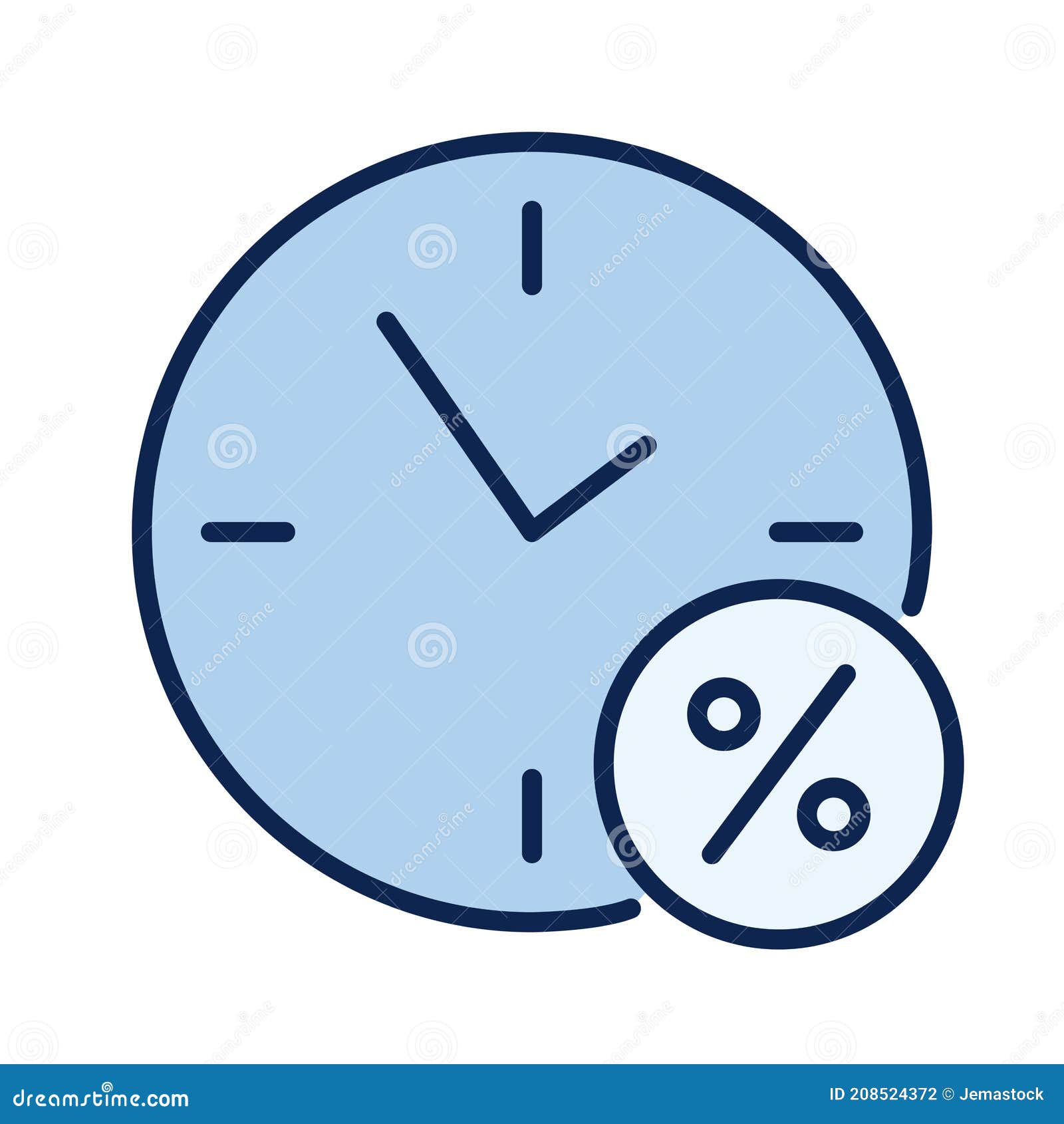 Time Clock with Percent Symbol Flat Style Stock Vector - Illustration ...