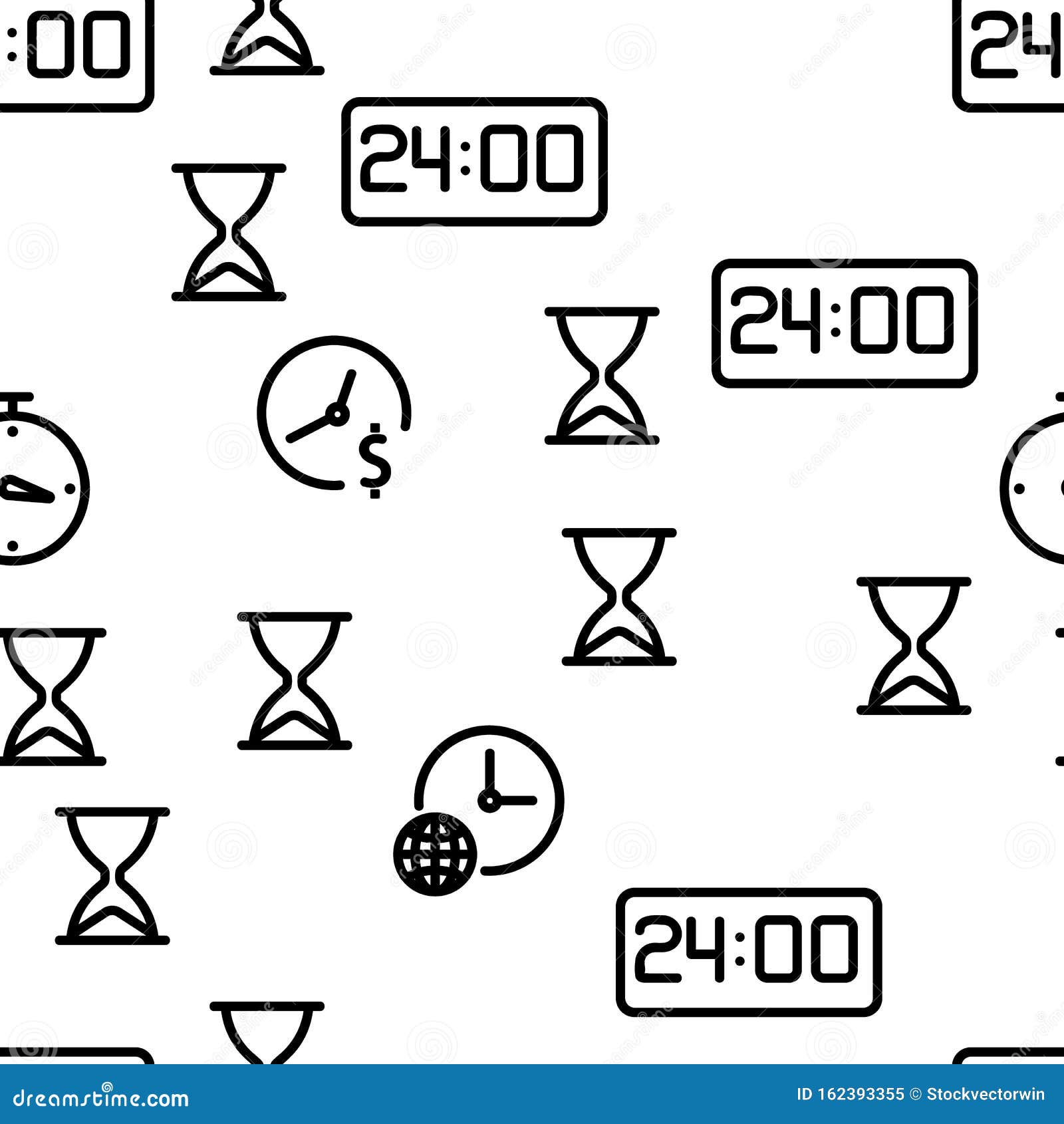 Time Clock Seamless Pattern Vector Stock Vector - Illustration of ...