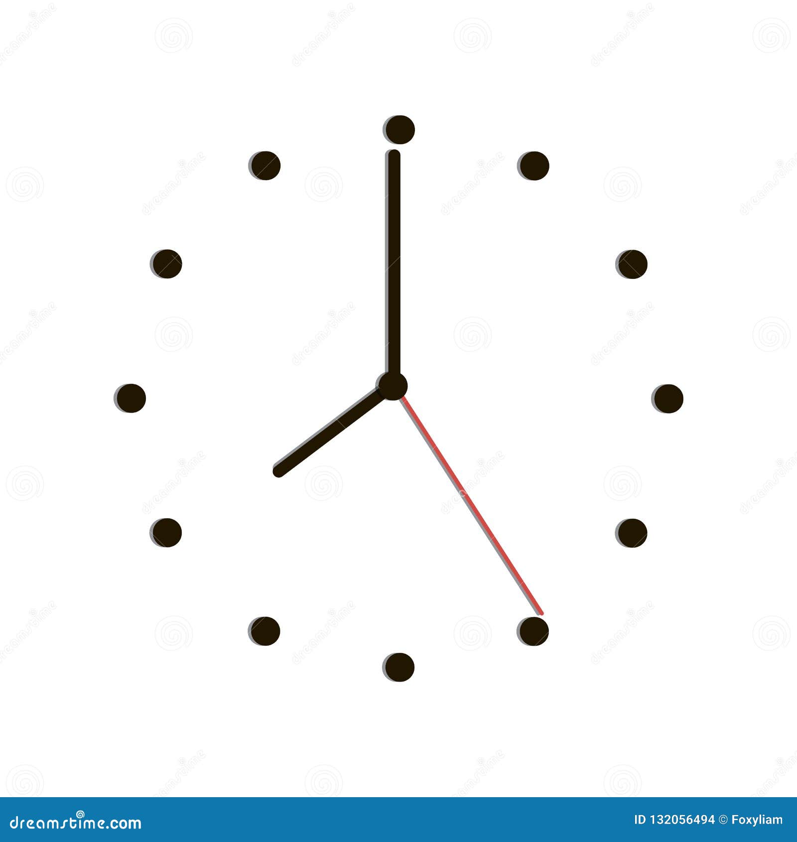 Time Clock with Shadow on White Background Stock Vector - Illustration ...