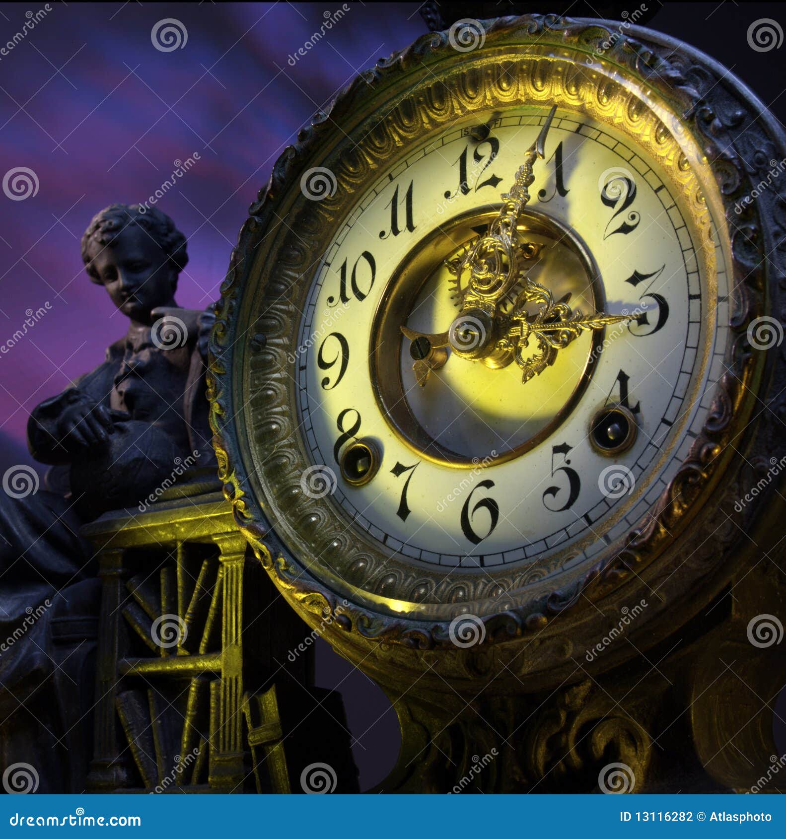 Time clock with statue stock photo. Image of watch, minutes - 13116282