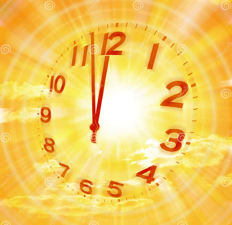 Time Clock Sun Sky Ticking stock illustration. Illustration of hour ...