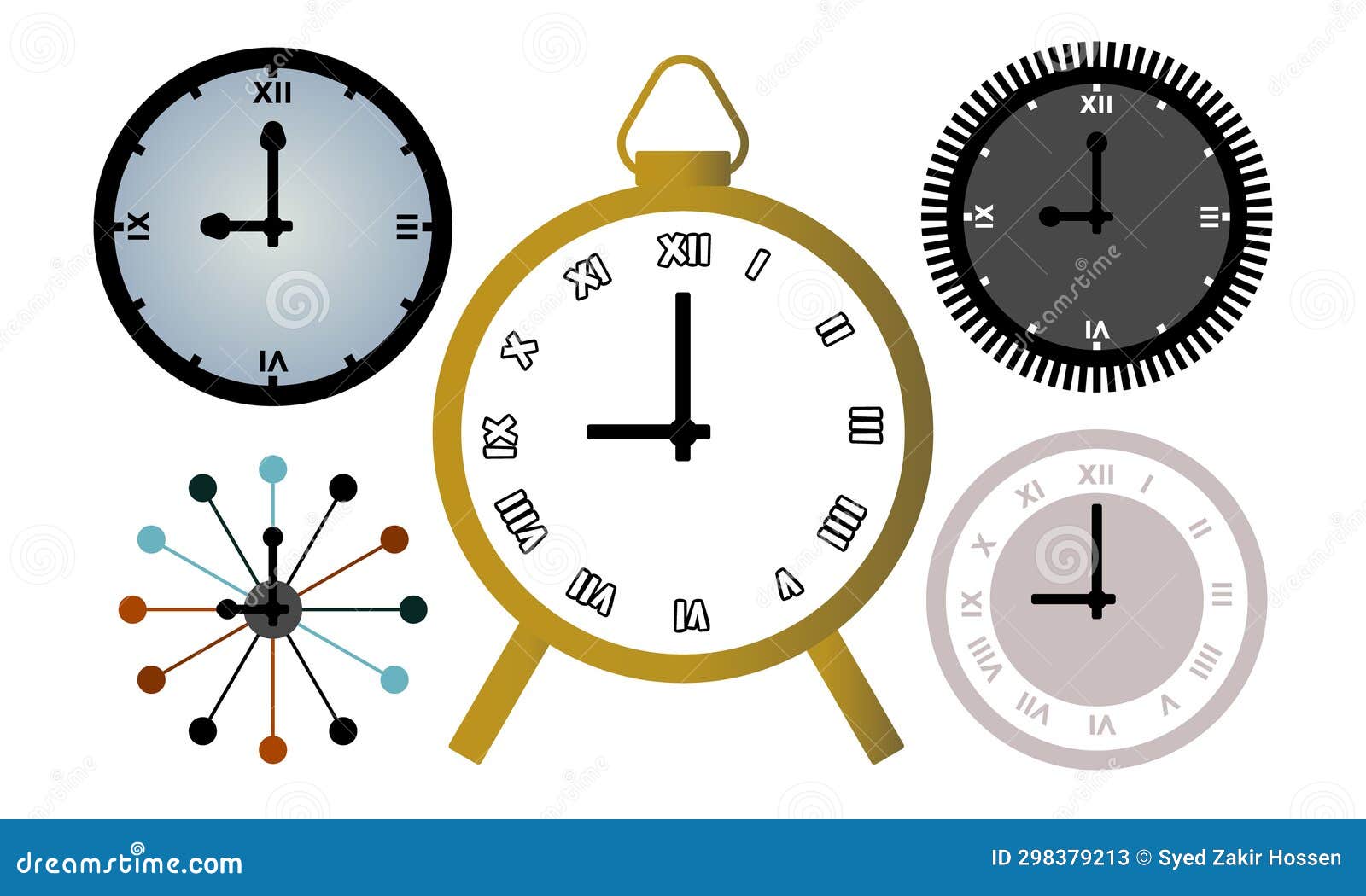 Time and Clock Vector Illustration Stock Vector - Illustration of ...