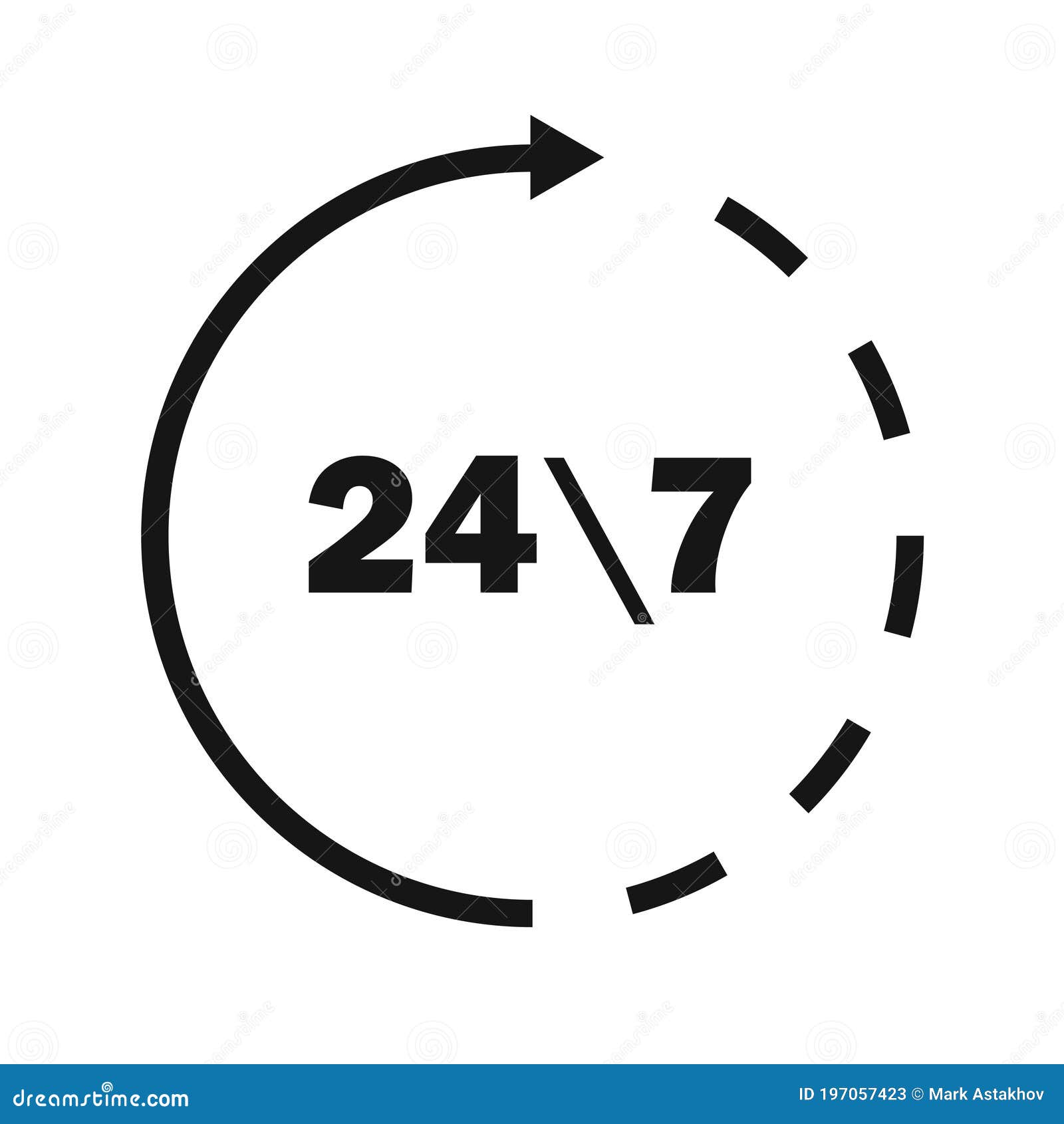 Time Clock Vector Isolated Simple Icon. 24 Hours, 7 Days Stock Vector ...
