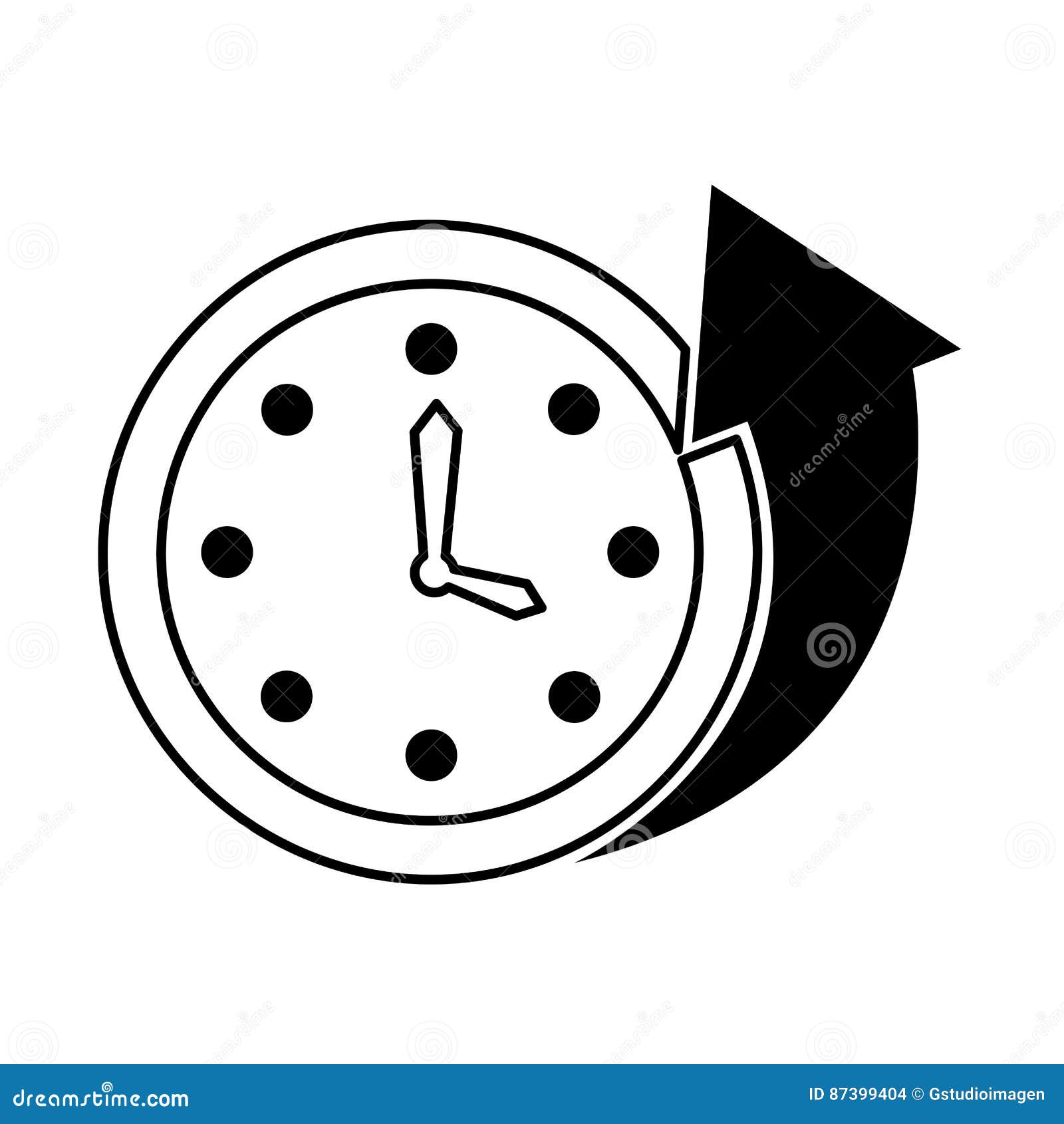 Time clock wall with arrow stock vector. Illustration of second - 87399404