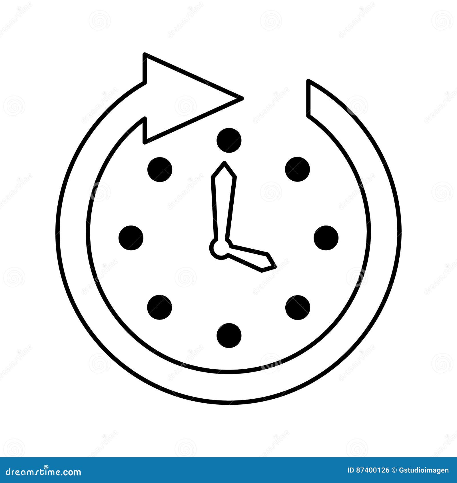 Time clock wall with arrow stock vector. Illustration of shape - 87400126