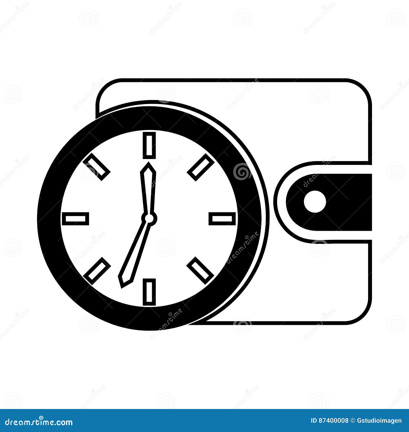 Time Clock with Wallet Isolated Icon Stock Vector - Illustration of ...