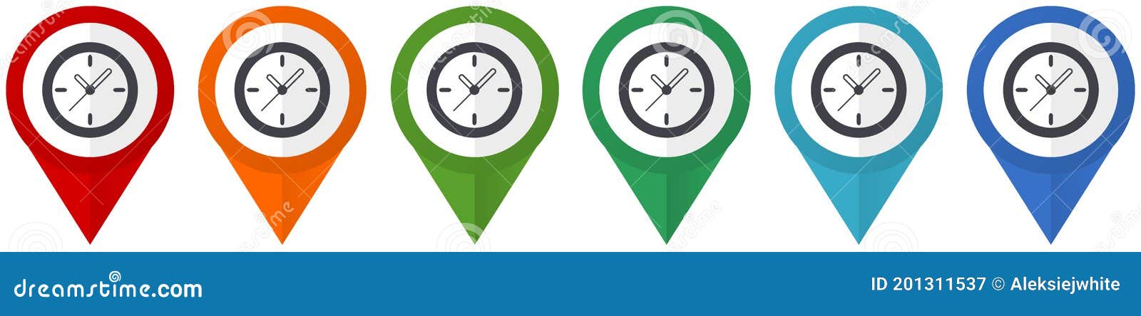 Time, Clock, Watch Vector Pointers, Set of Colorful Flat Design Icons ...