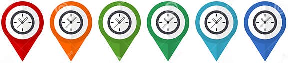 Time, Clock, Watch Vector Pointers, Set of Colorful Flat Design Icons ...