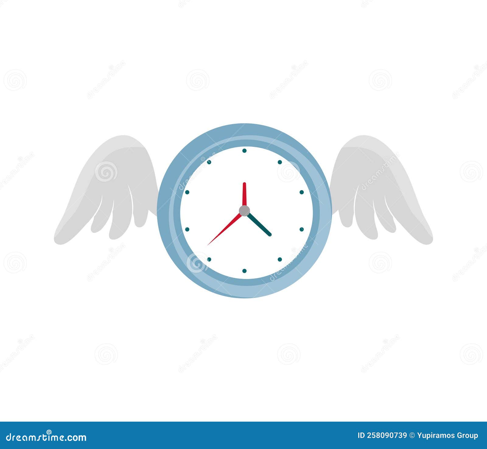 Time clock with wings stock vector. Illustration of hour - 258090739