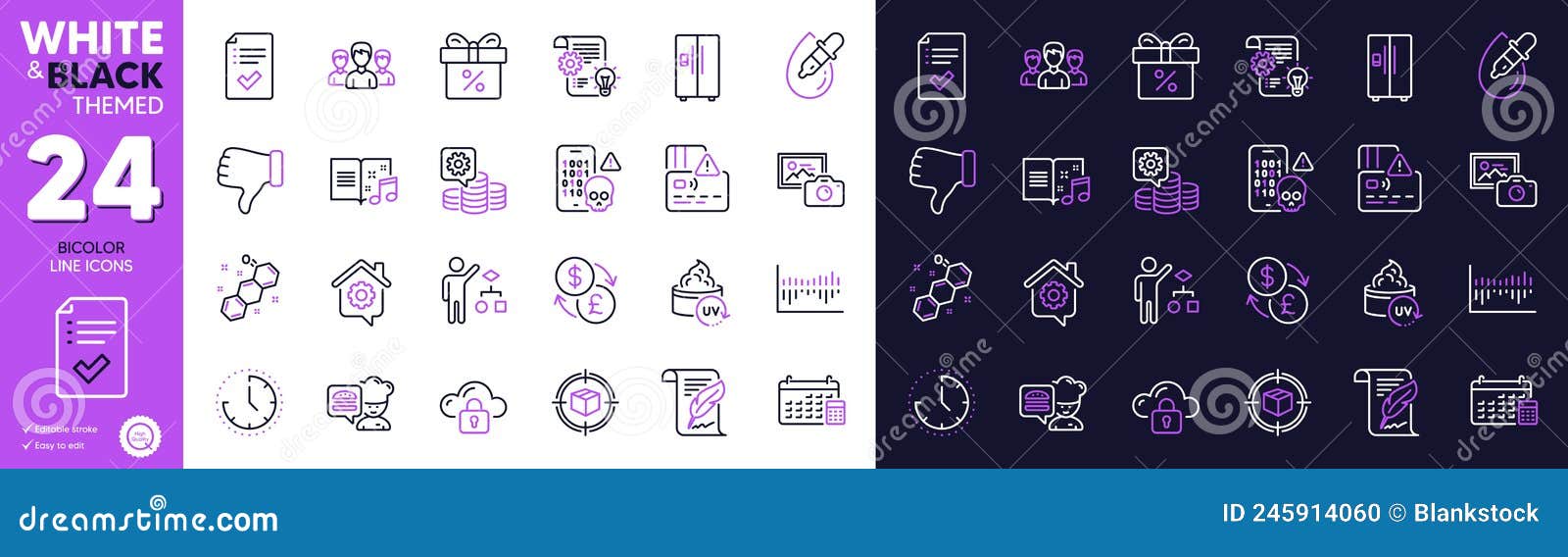 Time, Column Diagram and Algorithm Line Icons for Website, Printing ...