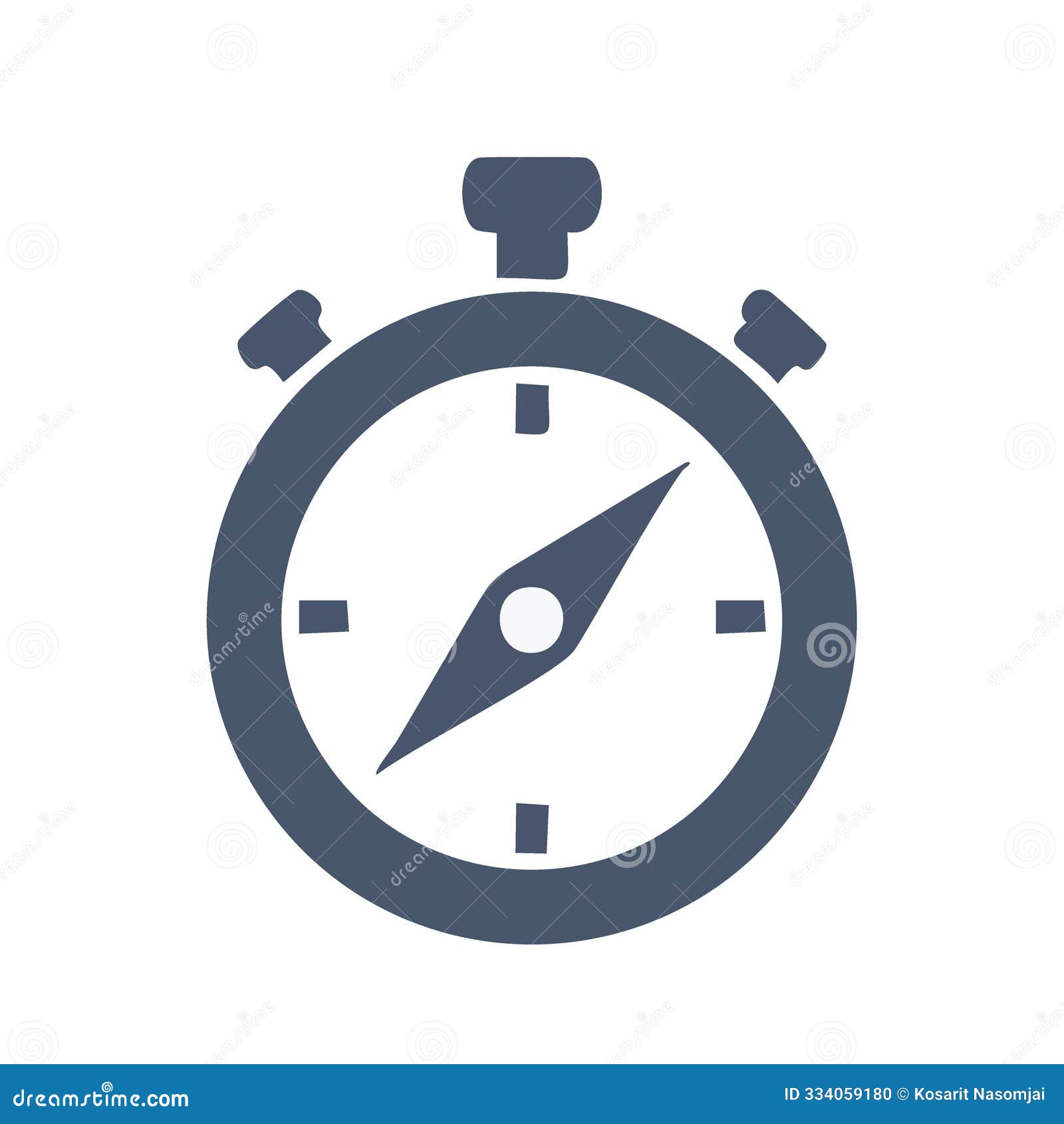 Time Compass Icon. Simple Compass Icon Inside a Stopwatch Stock Vector ...