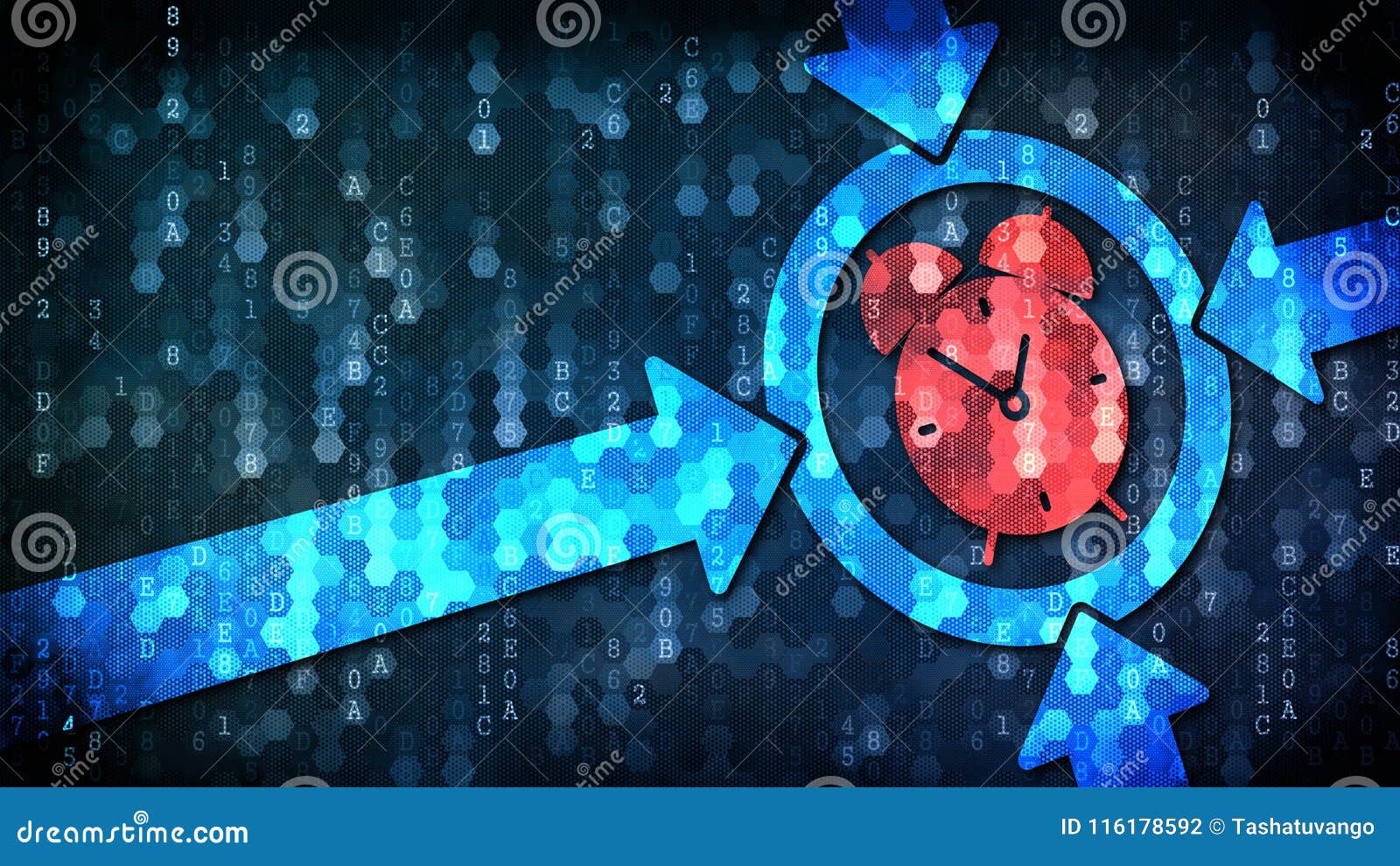 Time Concept: Alarm Clock - Image on Pixelated Background. Stock ...