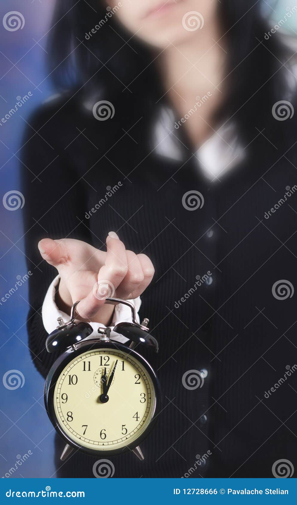 Time Concept. Business Woman Clock Stock Photo - Image of attention ...