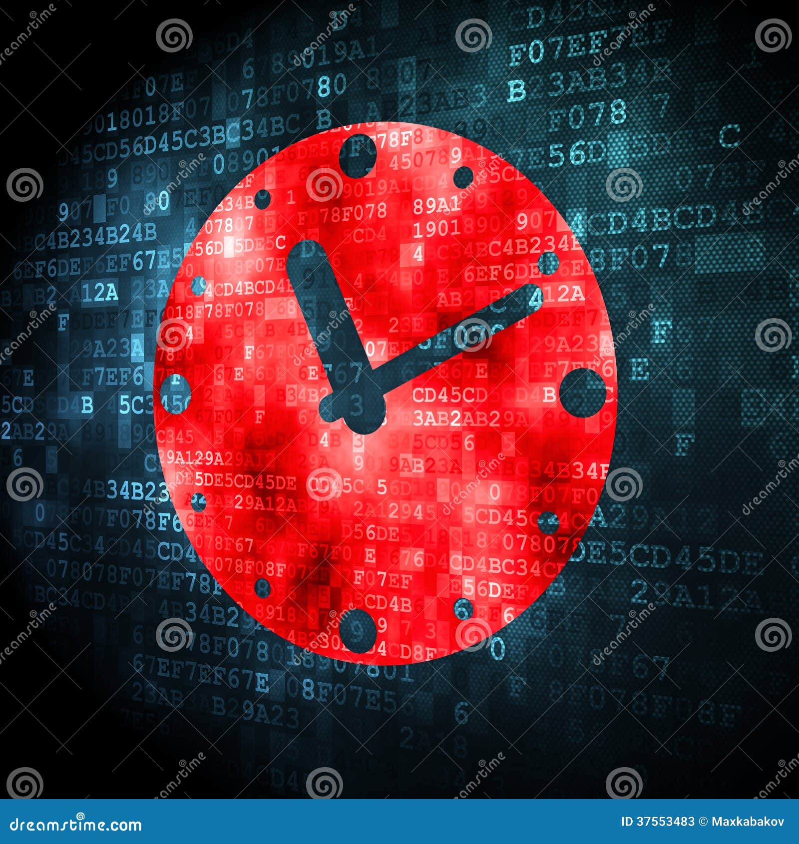 Time Concept: Clock on Digital Background Stock Illustration ...