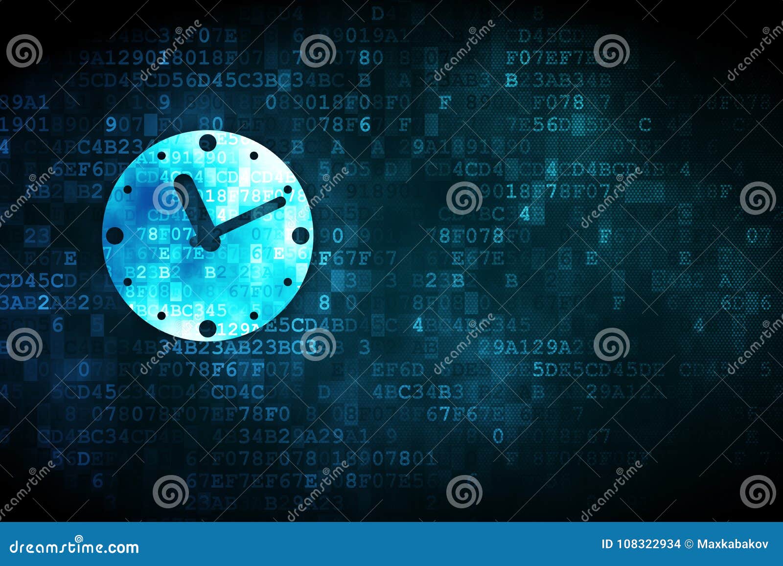 Time Concept: Clock on Digital Background Stock Illustration ...