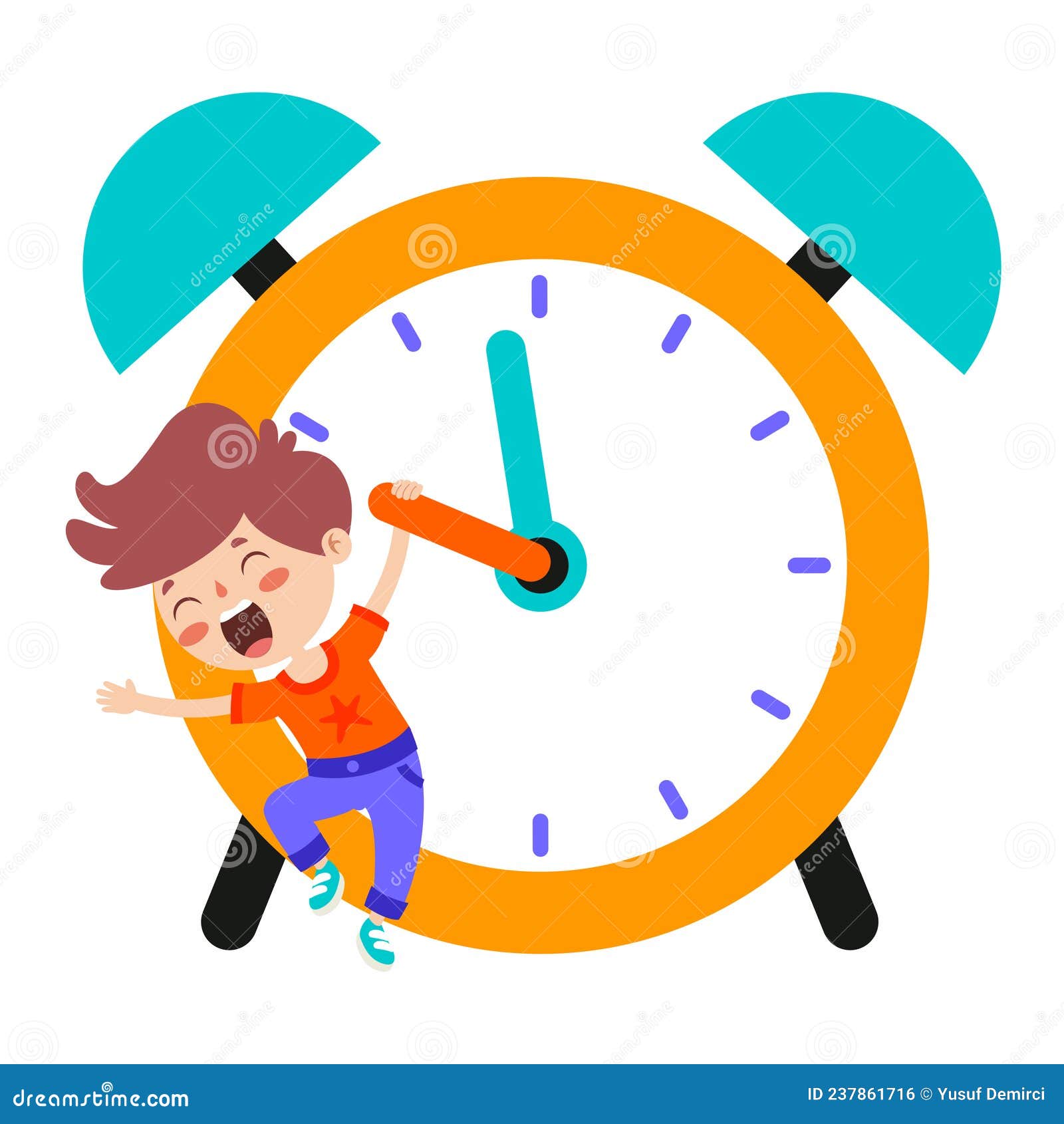 Time Concept Drawing with Flat Objects Stock Vector - Illustration of ...