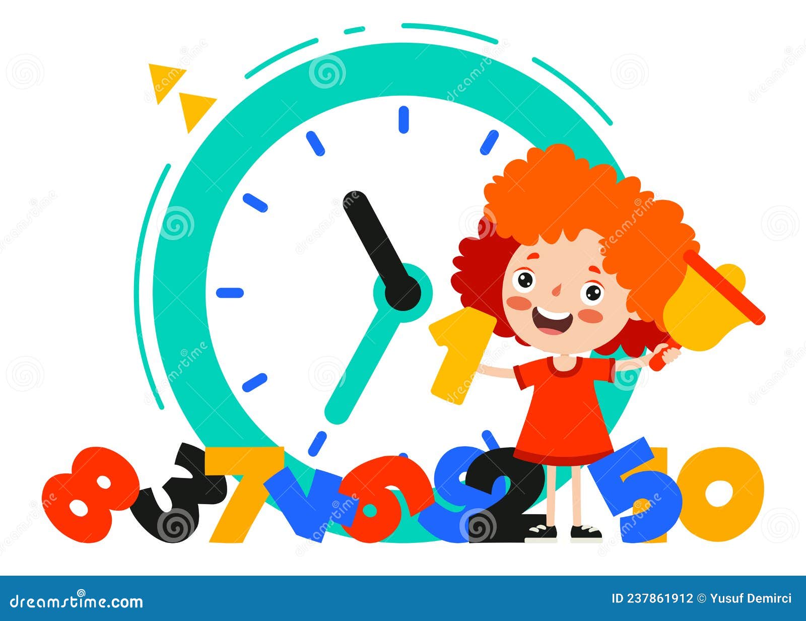 Time Concept Drawing with Flat Objects Stock Vector - Illustration of ...