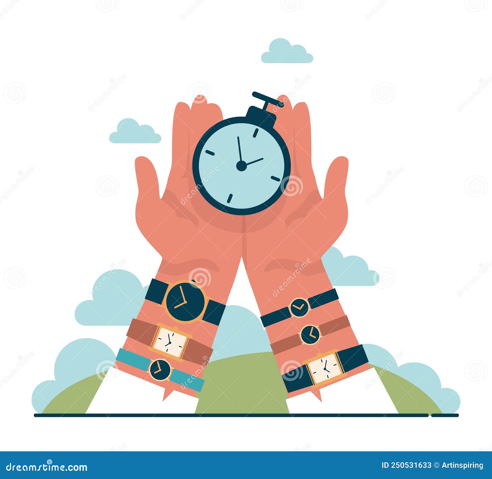 Time Concept. Time Flow, Hour Glass, Watch or Timer Measuring Stock ...