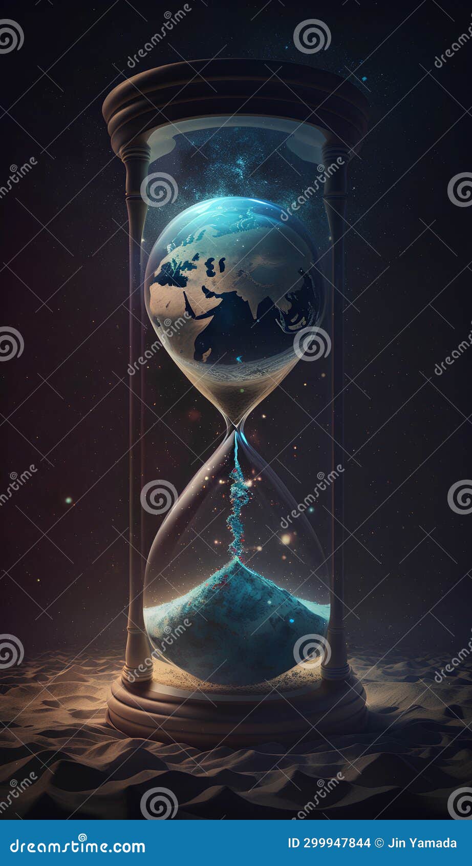 Time Concept. Hourglass with Planet Earth Inside Stock Illustration ...