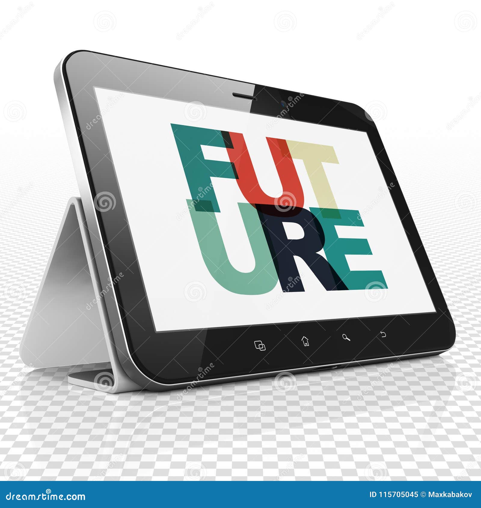 Time Concept: Tablet Computer with Future on Display Stock Illustration ...