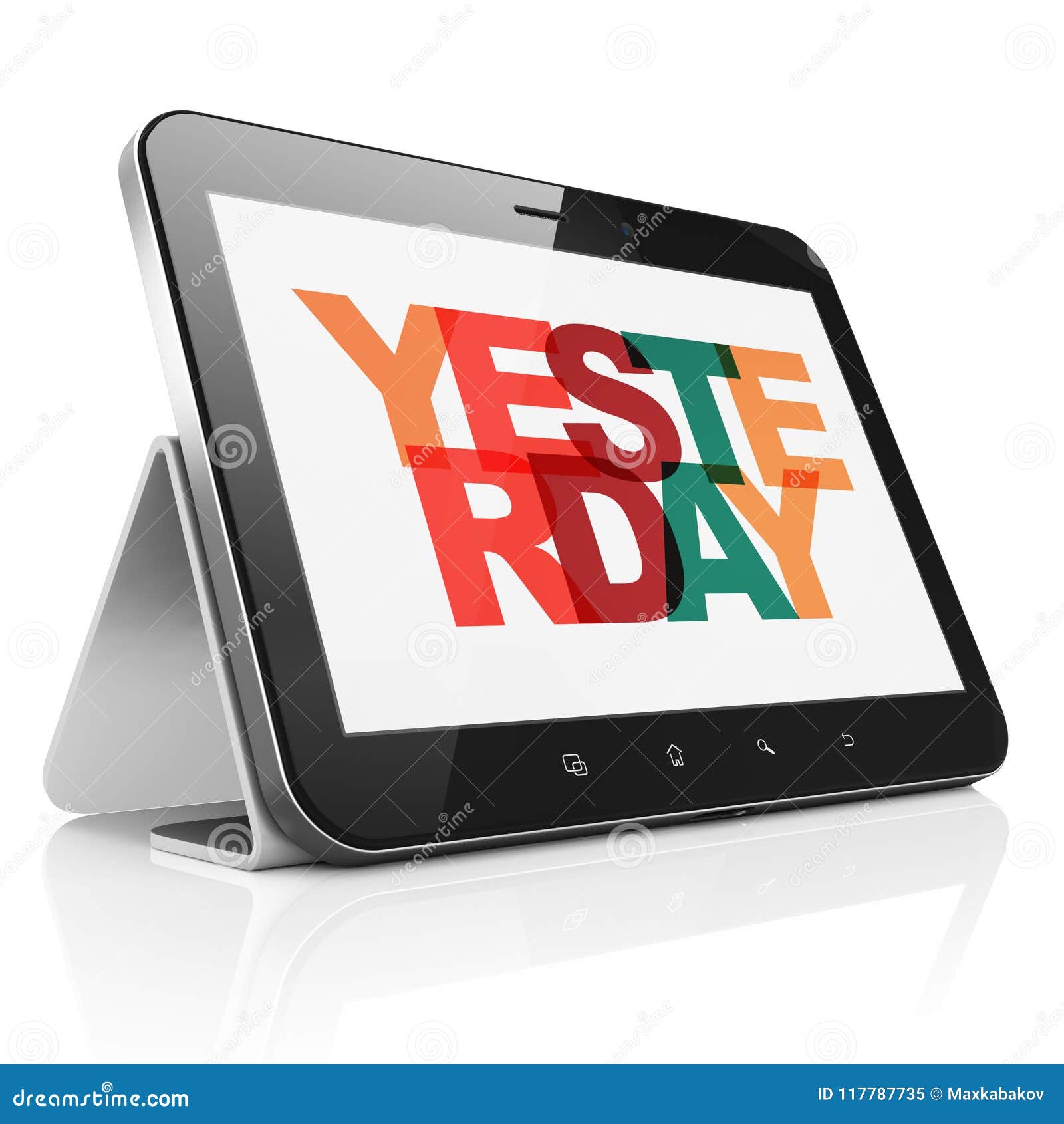 Time Concept: Tablet Computer with Yesterday on Display Stock ...