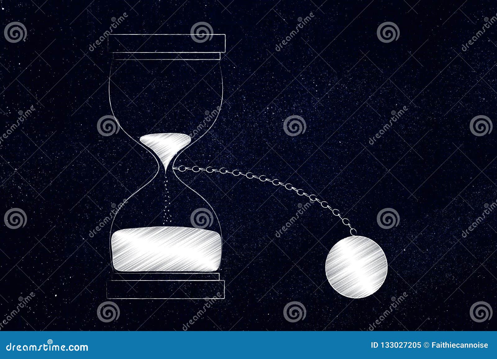 Time Constraints Hourglass with Ball and Chain Stock Illustration ...