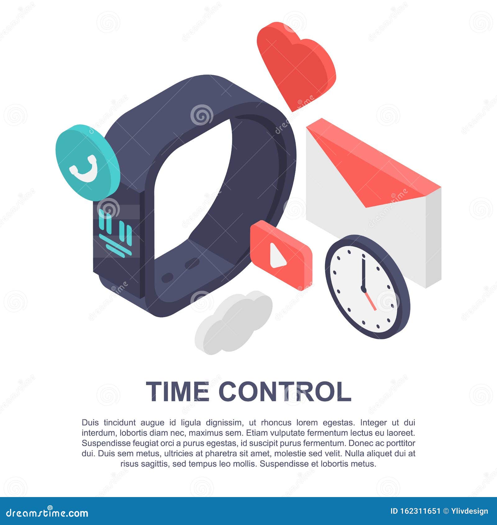 Time Control Concept Banner, Isometric Style Stock Vector ...
