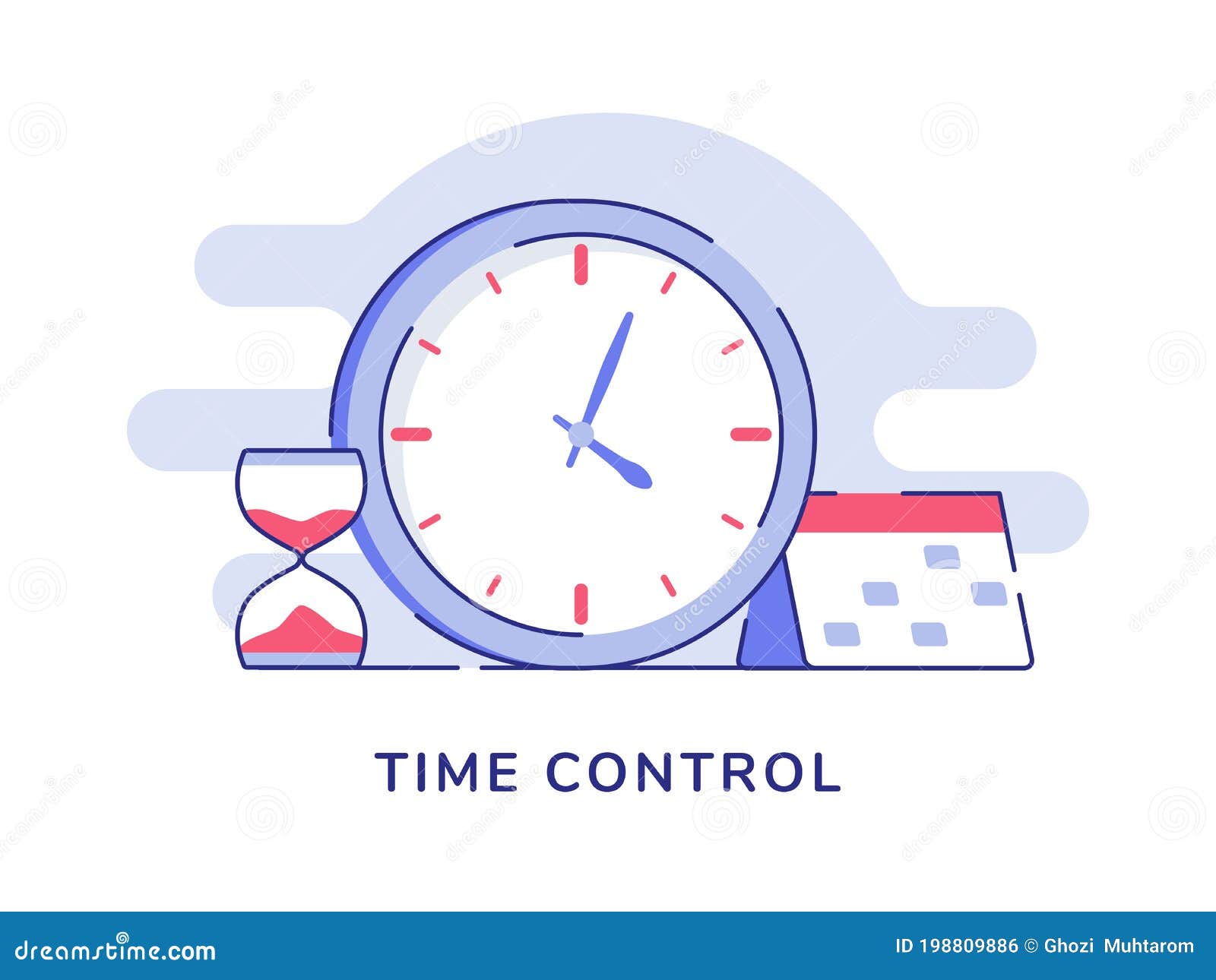 Time Control Concept Clock Hourglass Calendar White Isolated Background ...