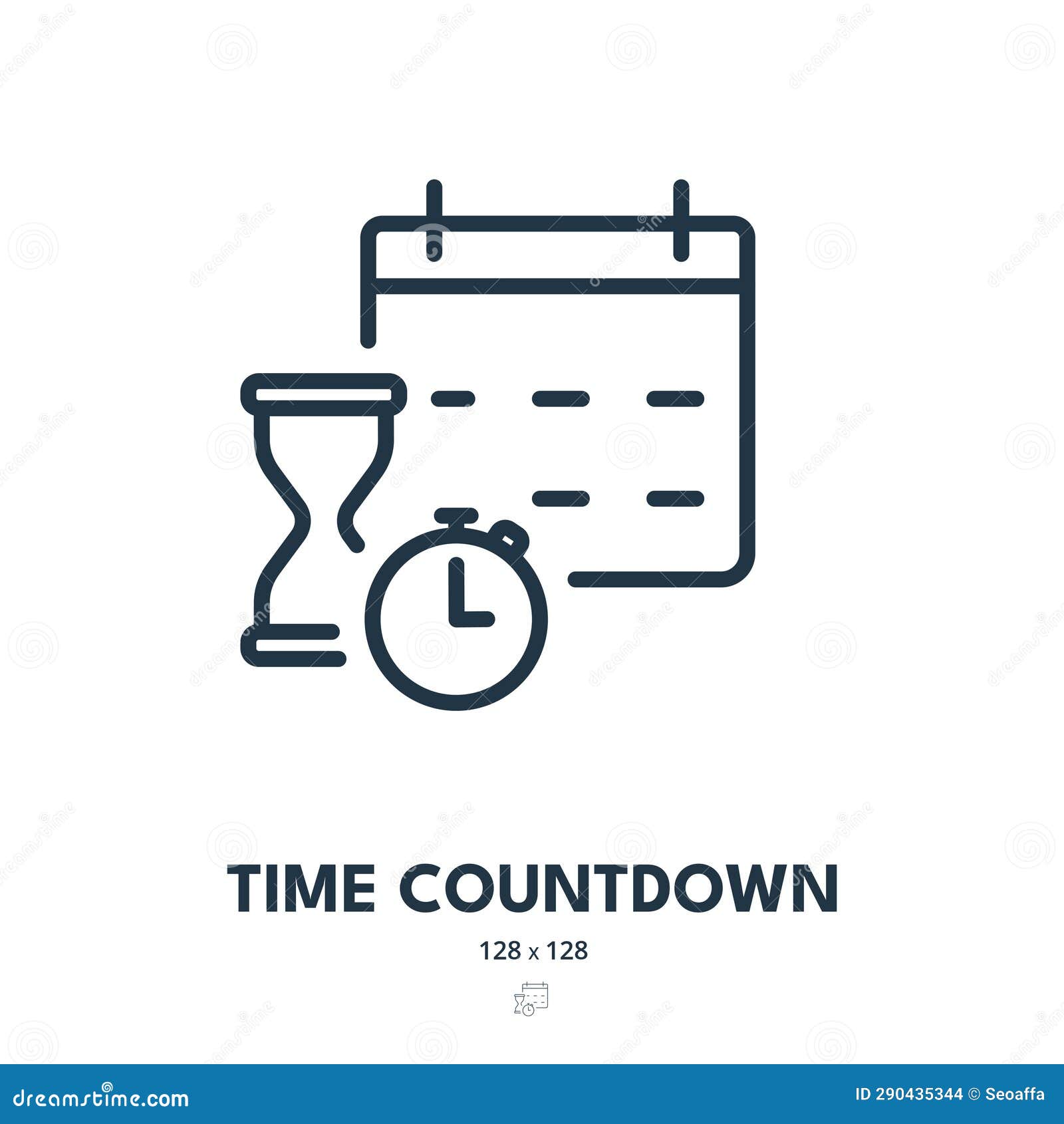 Time Countdown Icon. Calendar, Deadline, Stopwatch. Editable Stroke ...