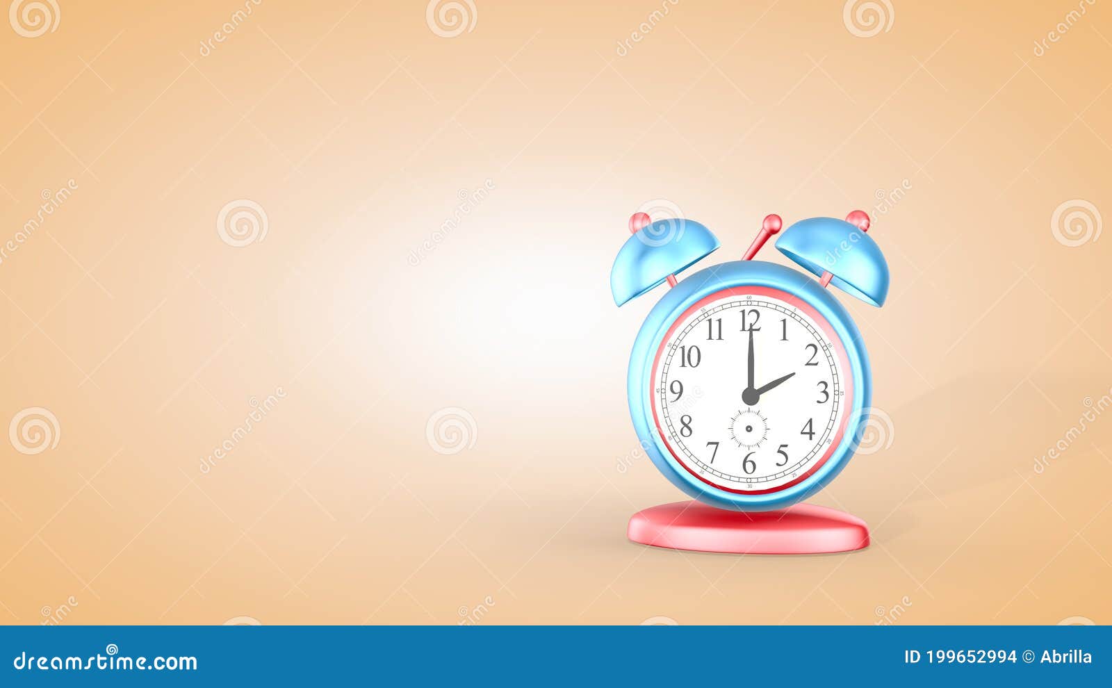 Time, Cute Alarm Clock Isolated on Light Background, 2 O`clock. 3D ...