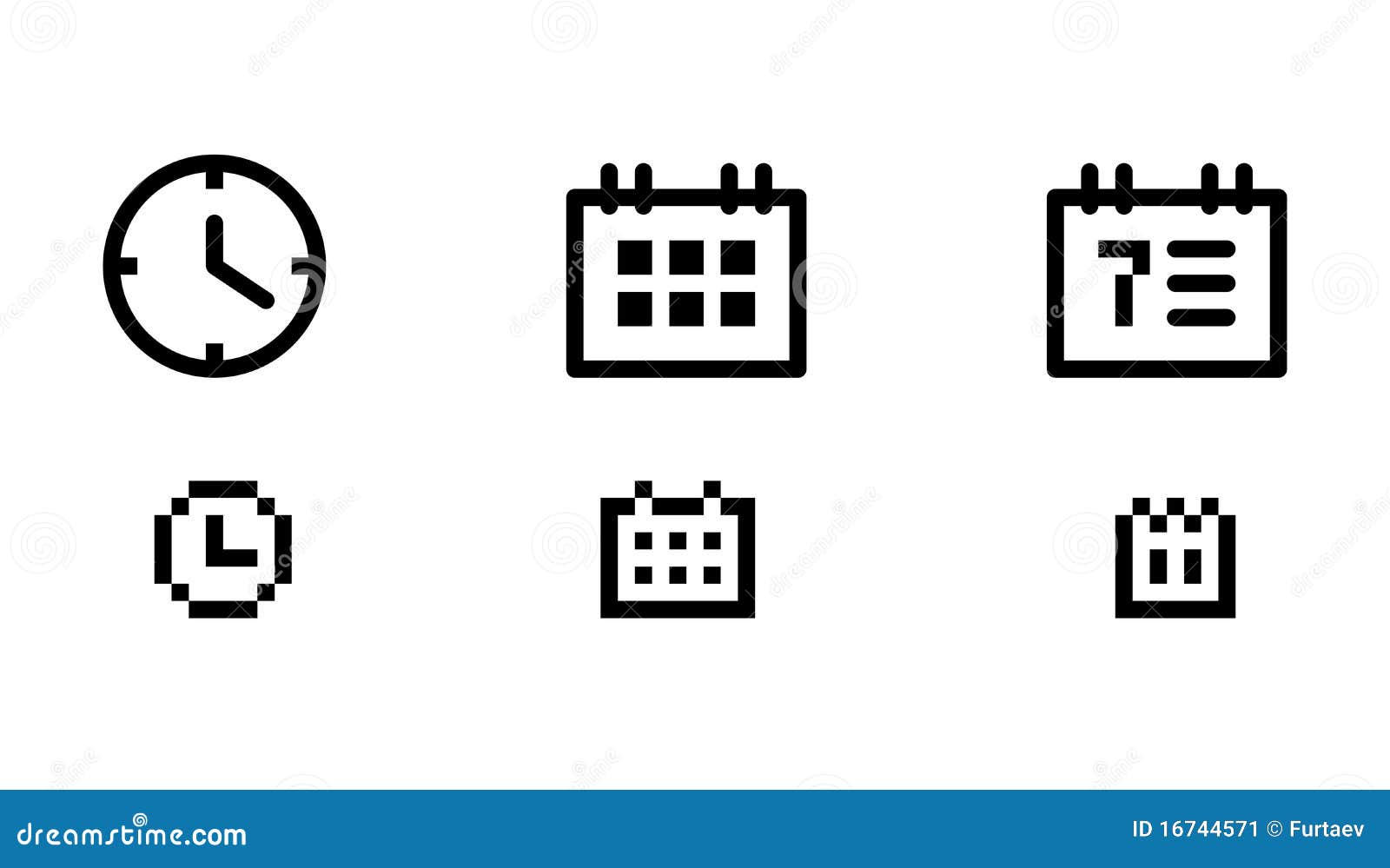 Time and date icons stock vector. Illustration of chronograph - 16744571