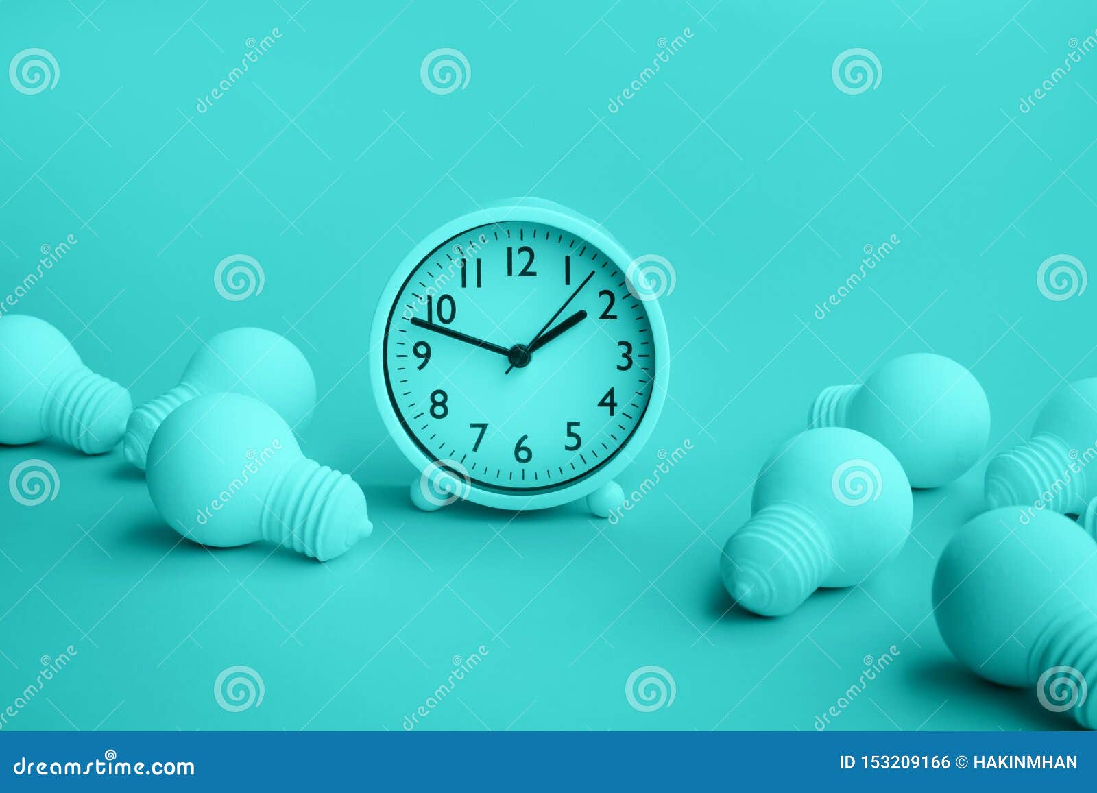 Time,dateline And Teamwork Concepts With Group Of Lightbulb And Alarm ...