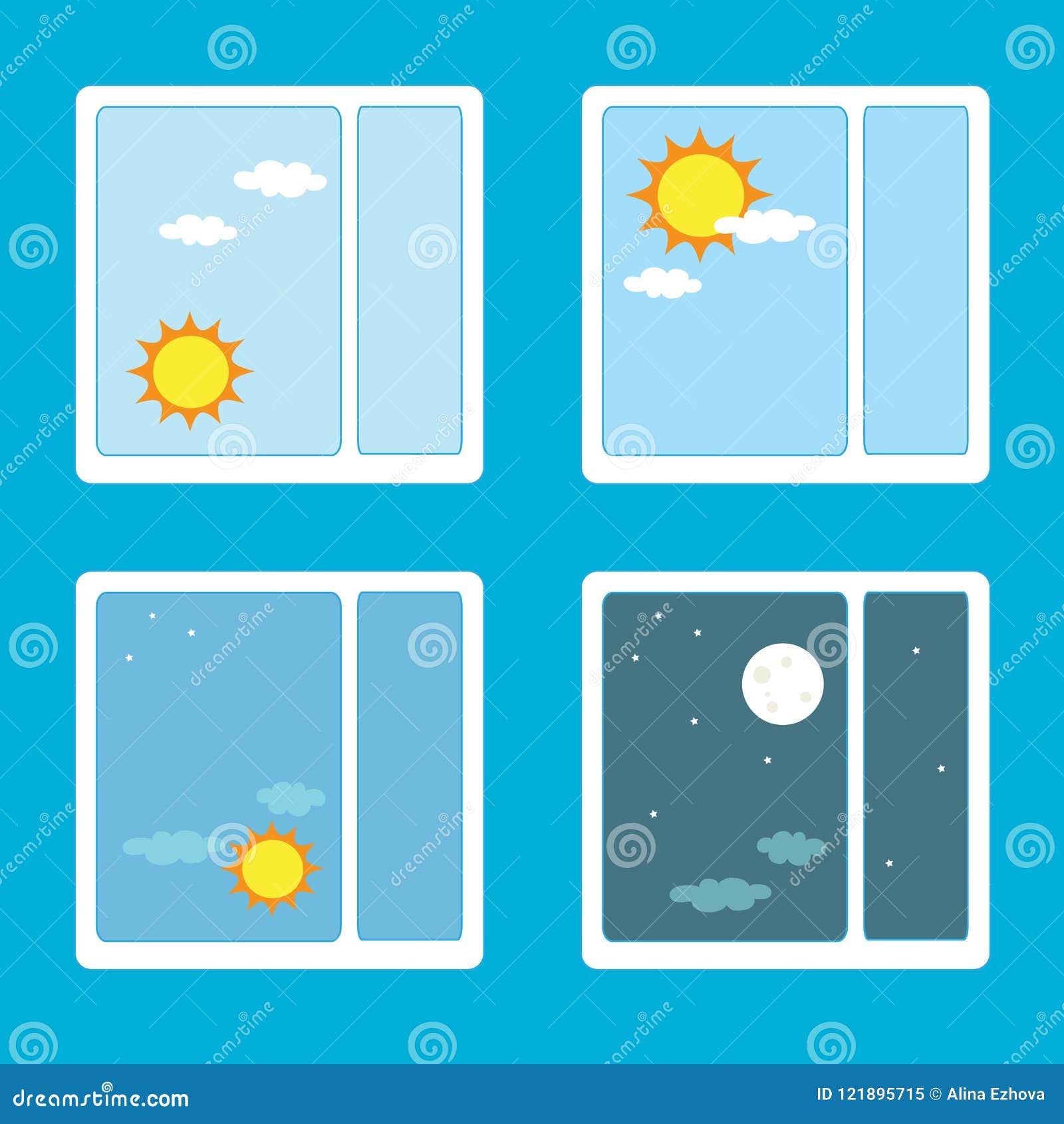 Time of Day Outside the Window Stock Vector - Illustration of glass ...