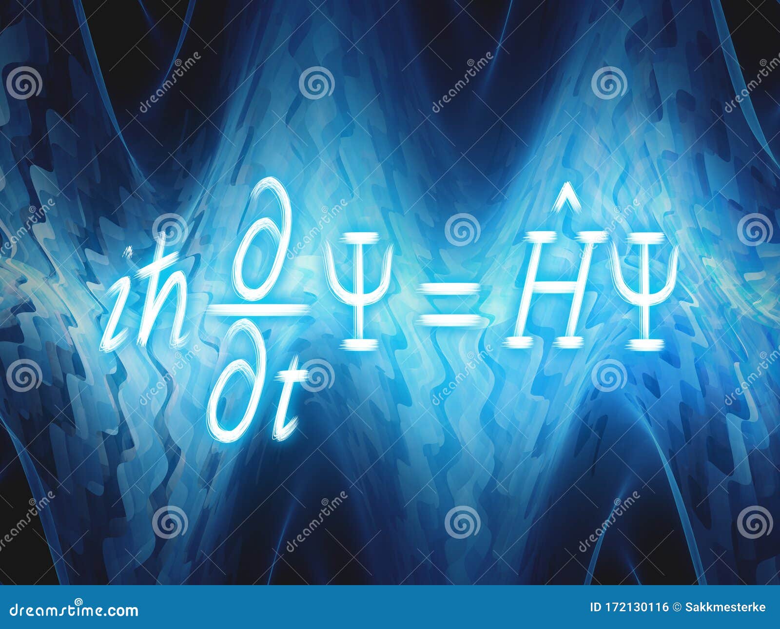 Time-dependent Schrodinger Equation with Blue Glowing Waves Stock ...