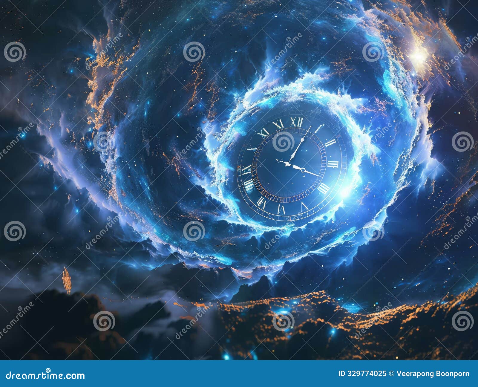 Time Dimension in Cosmic Setting Universe Illusion Stock Illustration ...