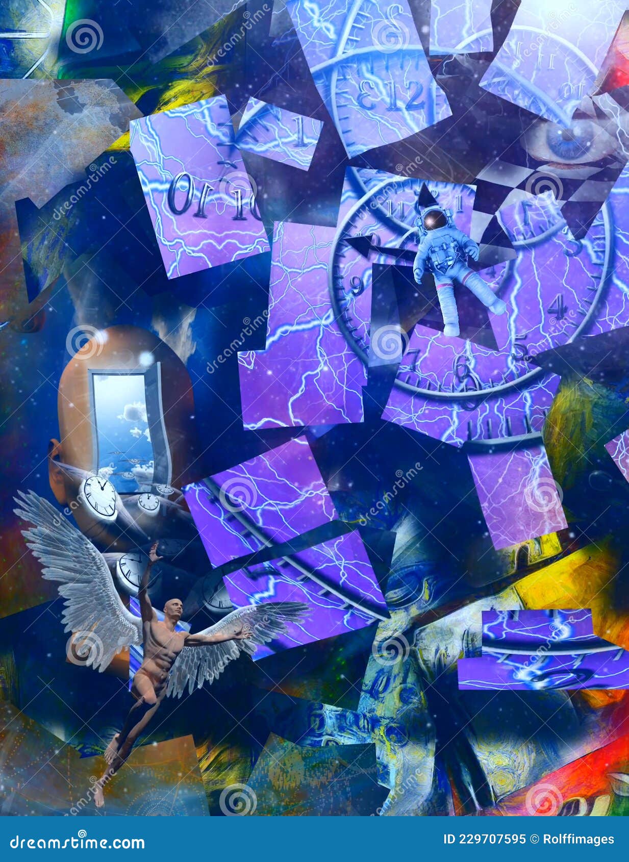 Time Dimension. 3D Rendering Stock Illustration - Illustration of wings ...