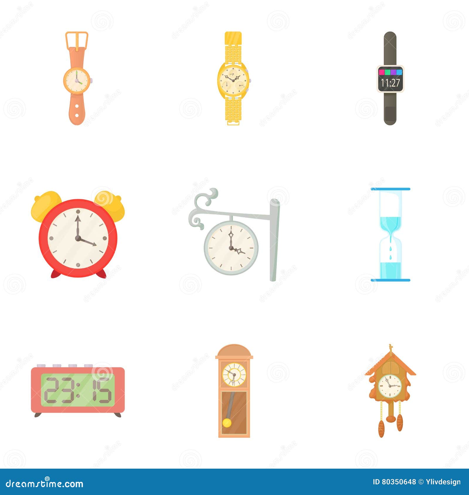 Time Dimension Icons Set, Cartoon Style Stock Vector - Illustration of ...