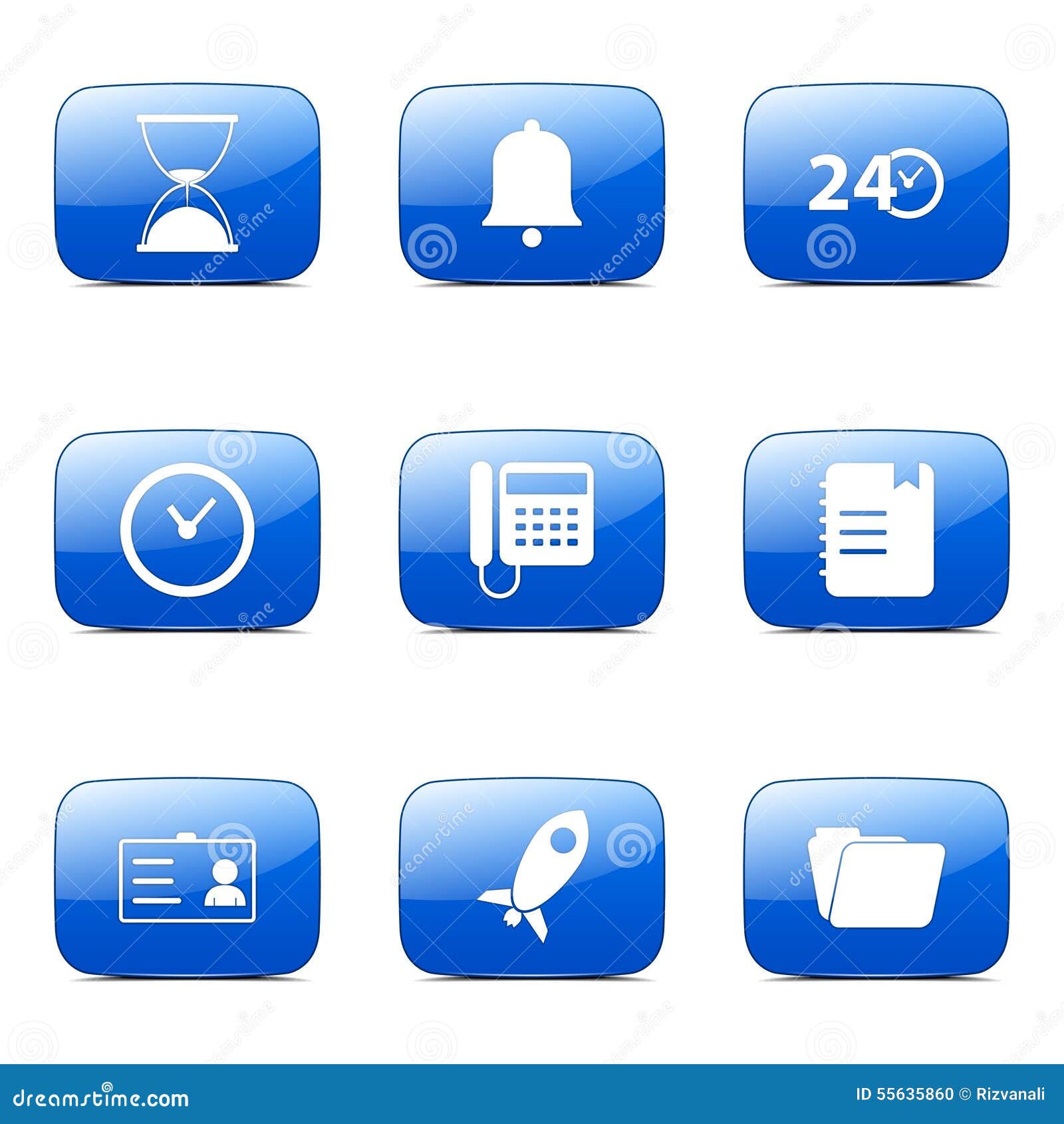 Time Duration Square Vector Blue Icon Stock Vector - Illustration of ...