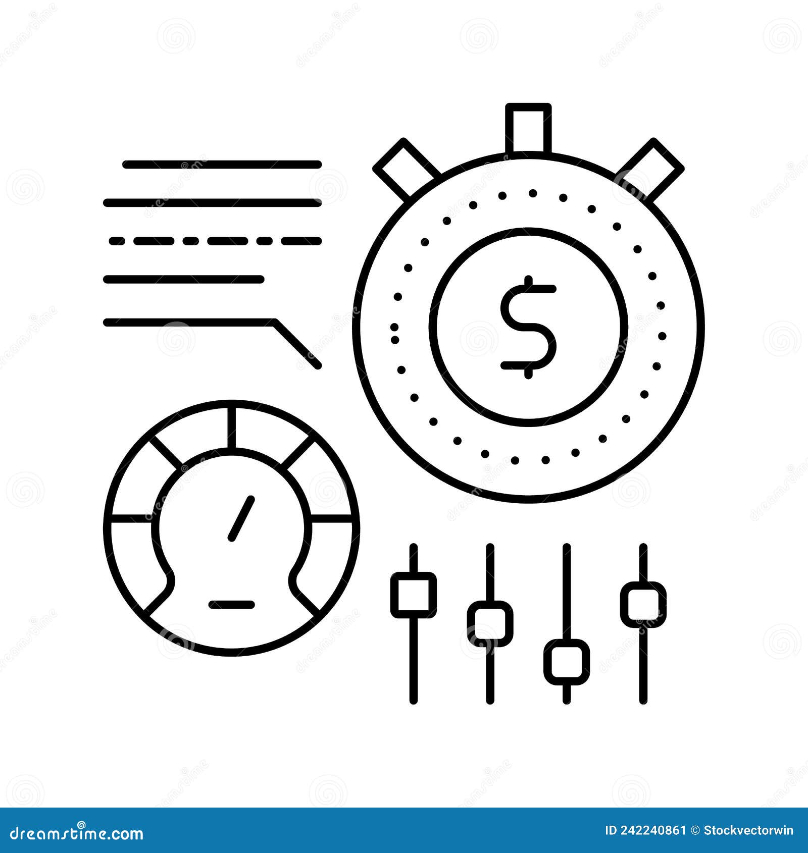 Time for Earn Money Settings and Optimize Line Icon Vector Illustration ... Time for Earn Money Settings and Optimize Line Icon Vector Illustration ...