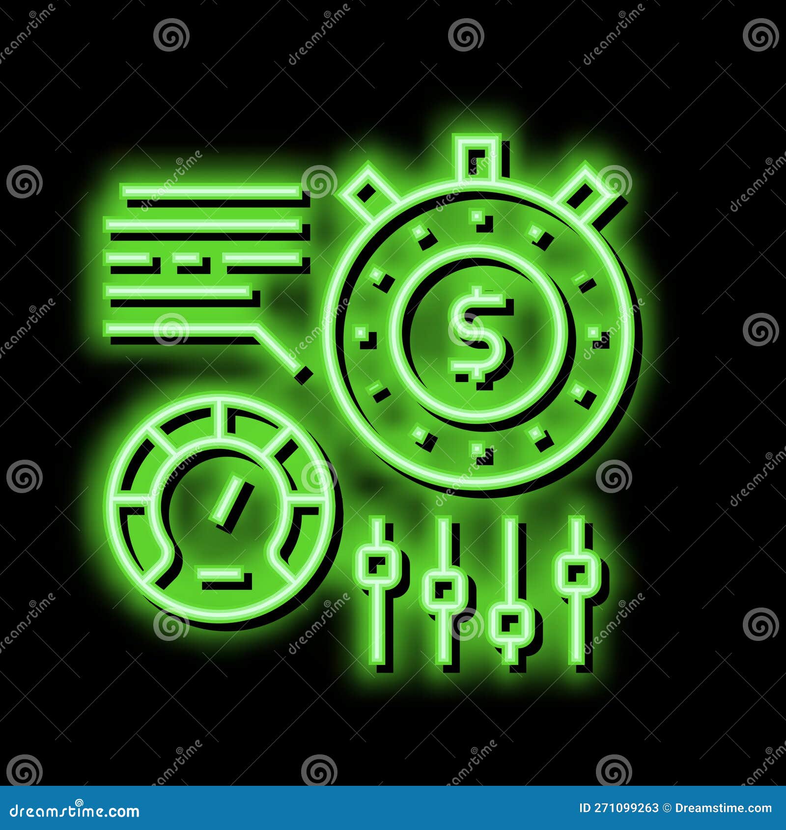 Time for Earn Money Settings and Optimize Neon Glow Icon Illustration ...