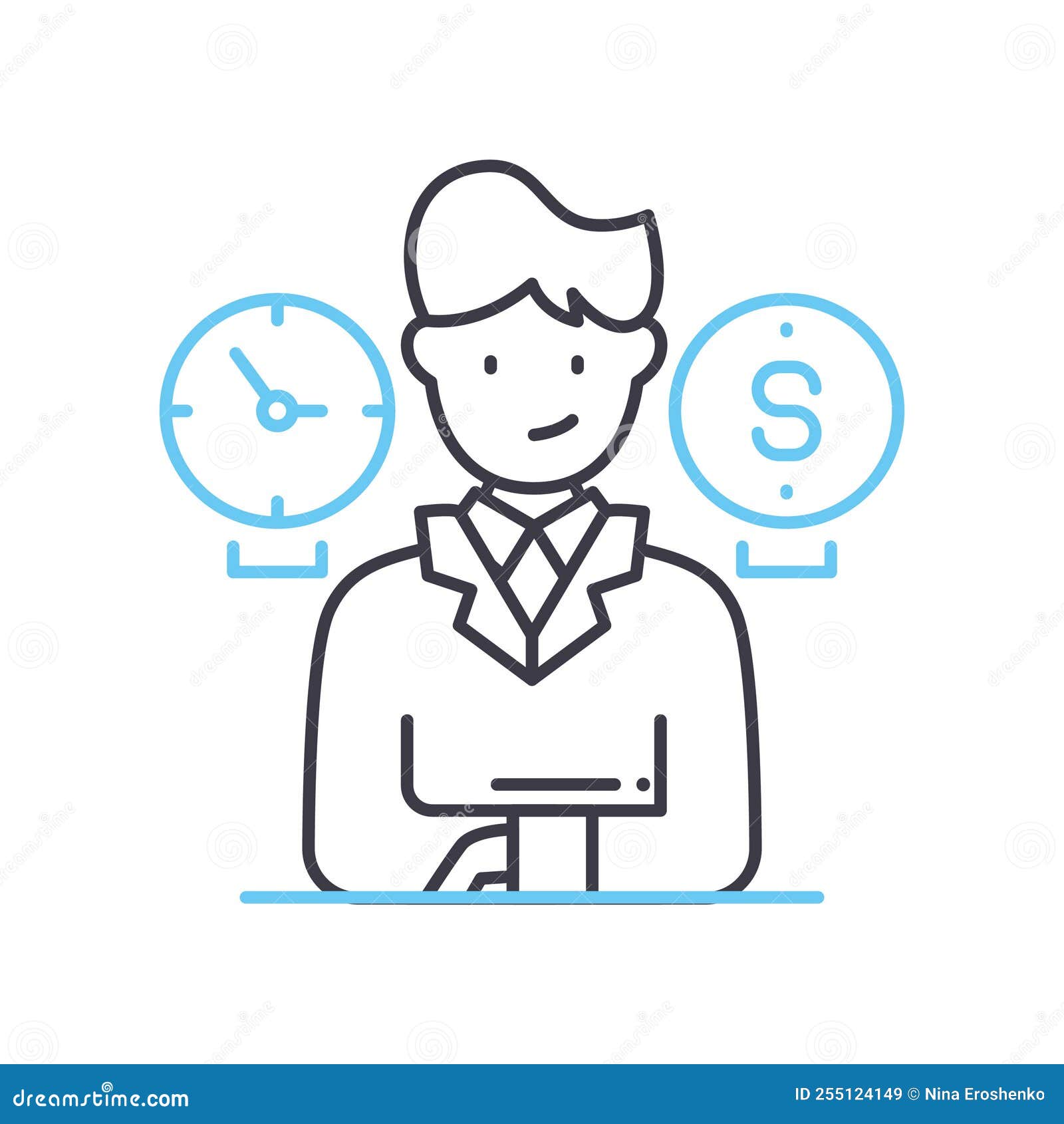 Time Efficiency Line Icon, Outline Symbol, Vector Illustration, Concept ...